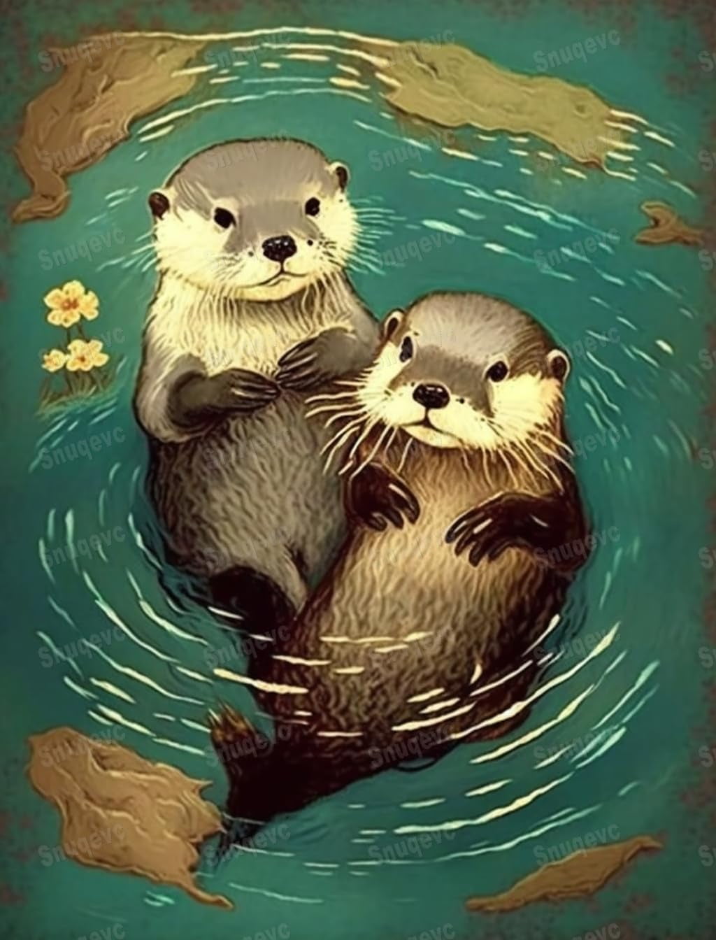 TUNIU Wooden Puzzle，Jigsaw Puzzles Two Cute Otters Puzzle，15" x 20 ...