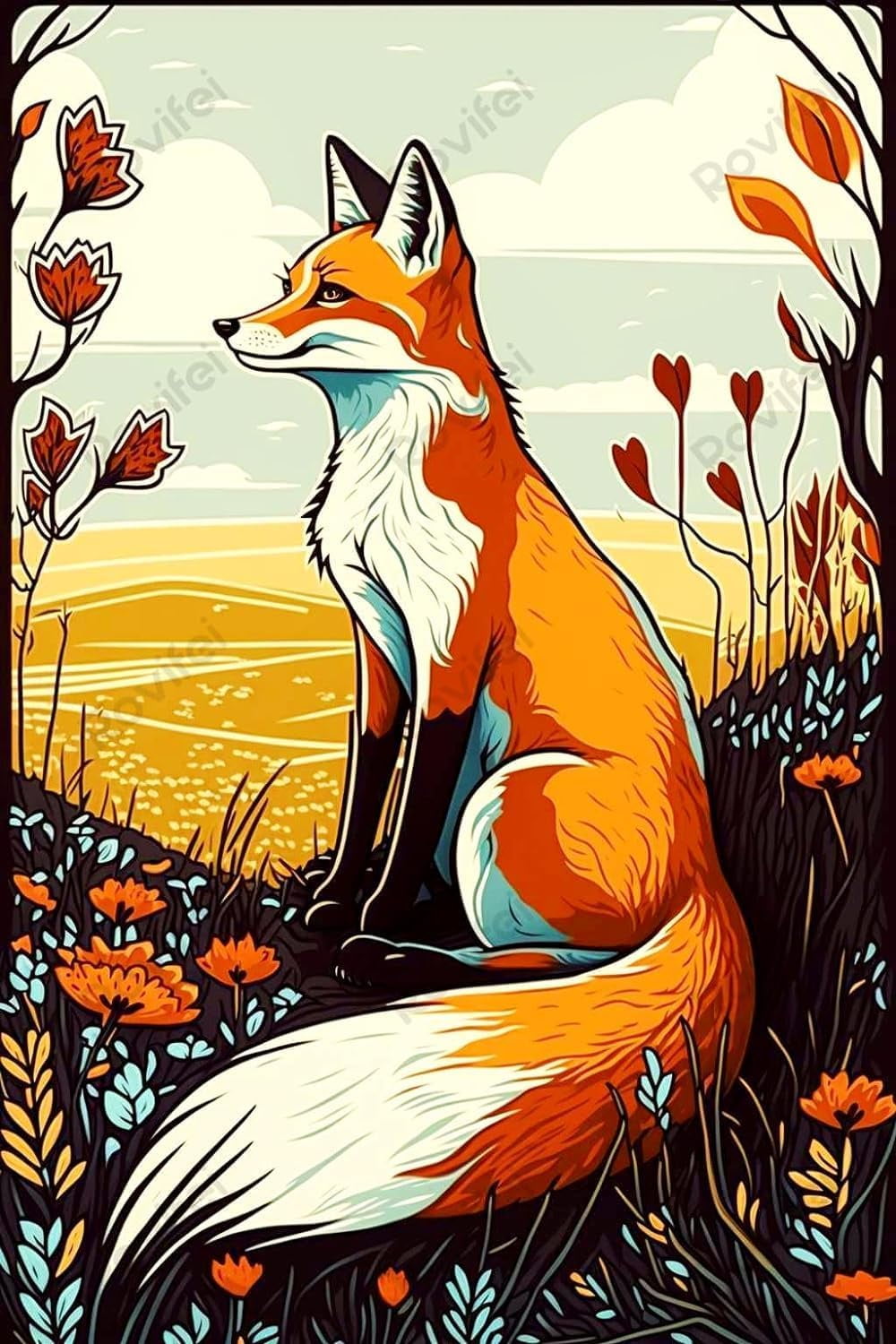 TUNIU Wooden Puzzle Puzzles for Adults Autumn Prairie Fox Wooden Challenging Puzzles，15" x 20 ...