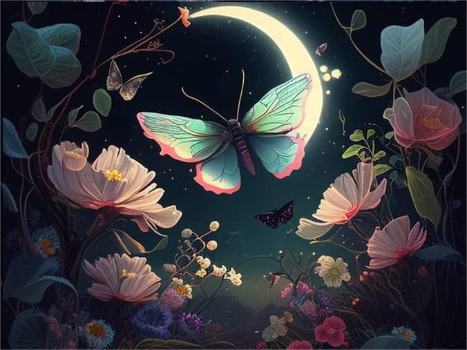 Wooden Puzzles for Adults 500 Pieces Butterfly Garden - Moonlight Night ...