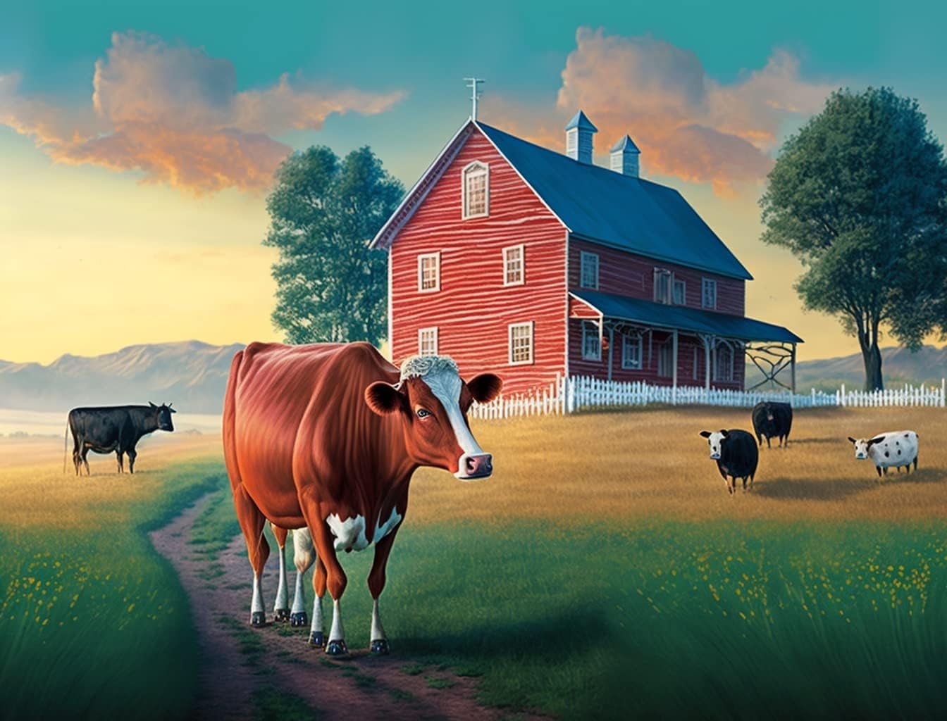 TUNIU Wooden Puzzles for Adults Cattle Homestead Jigsaw Puzzles，30" x ...