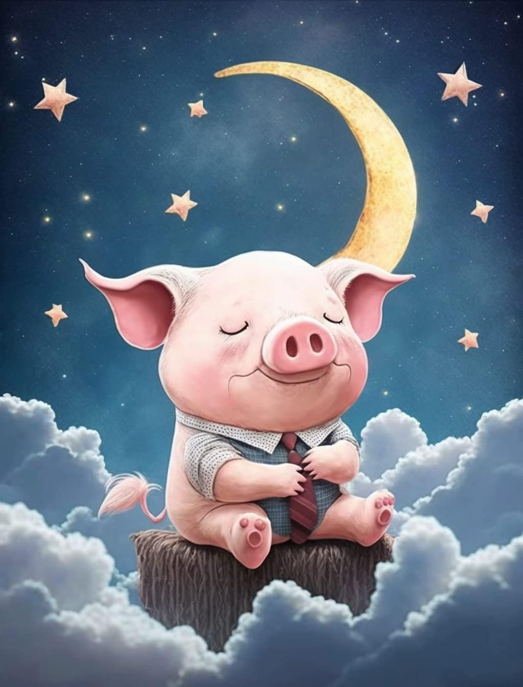 TUNIU Wooden Puzzles for Adults Cute Piglet in The Starry Sky Jigsaw ...