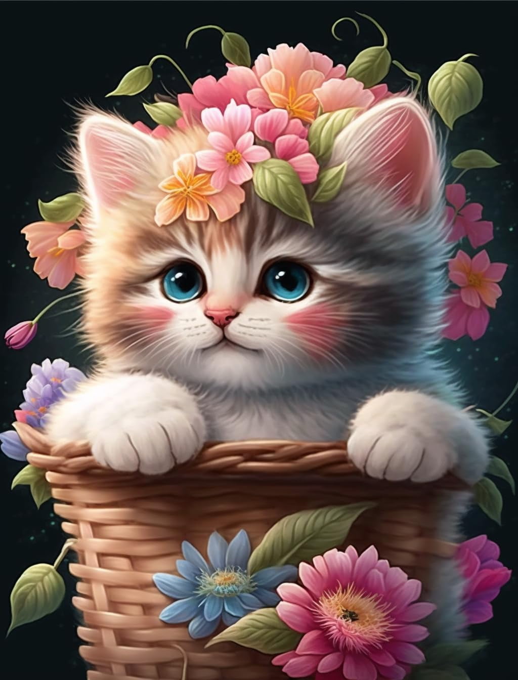 TUNIU Wooden Puzzles for Adults Flower Basket Shy Cat Jigsaw Puzzles，30 ...