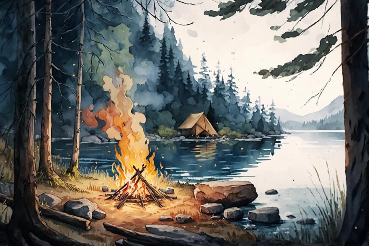 TUNIU Wooden Puzzles for Adults Forest Campfire Jigsaw Puzzles，30" x 20 ...