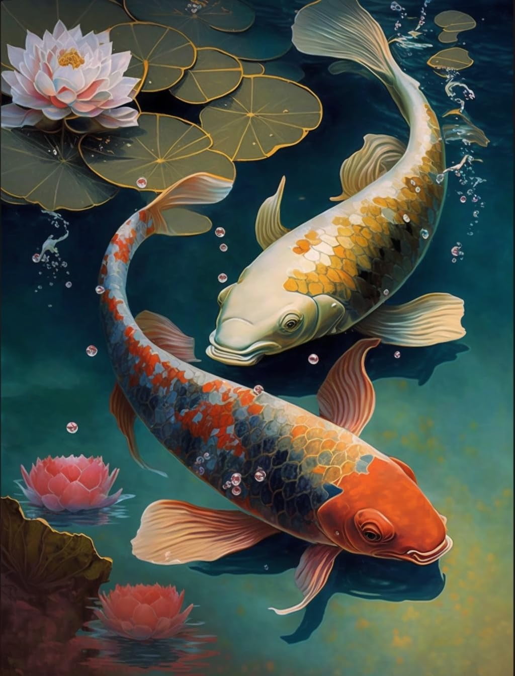 TUNIU Wooden Puzzles for Adults Pond Koi Jigsaw Puzzles，30" x 20" （1000 ...