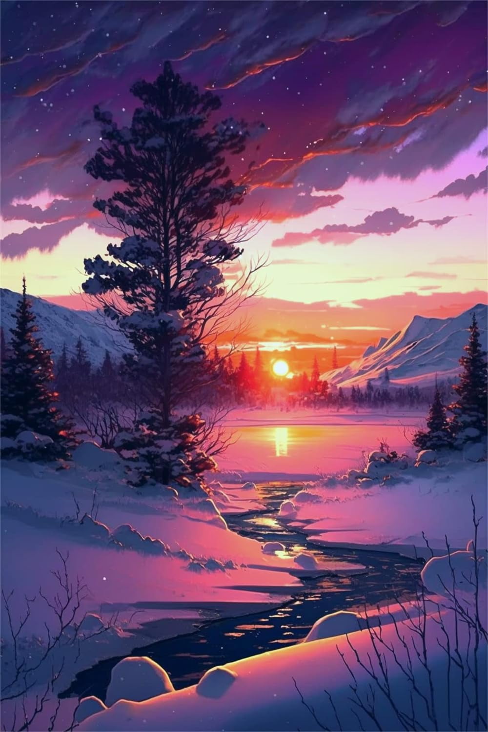TUNIU Wooden Puzzles for Adults Winter Sunset Landscape Jigsaw Puzzles ...