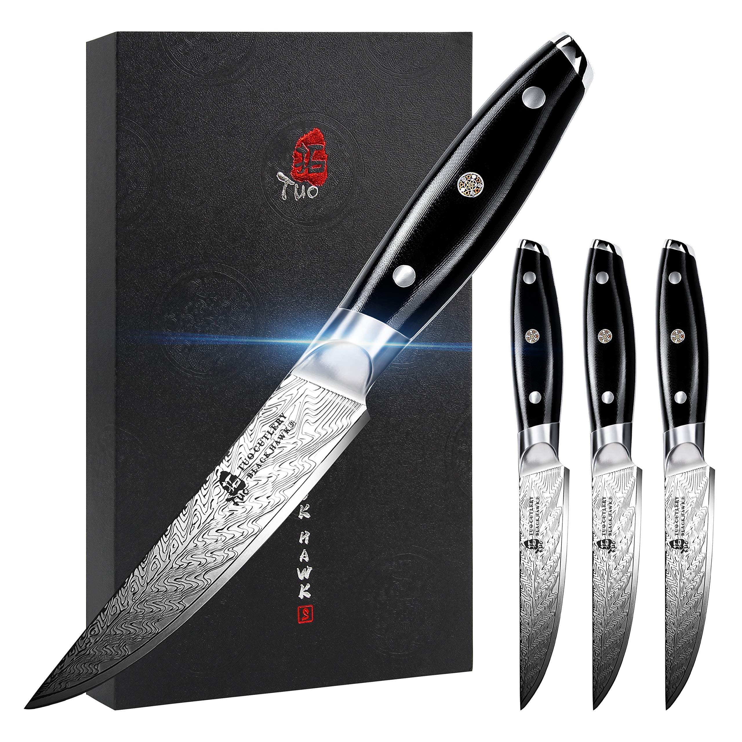 TUO Steak Knife - 5 inch Professional Kitchen Steak Knife Set of 4 ...
