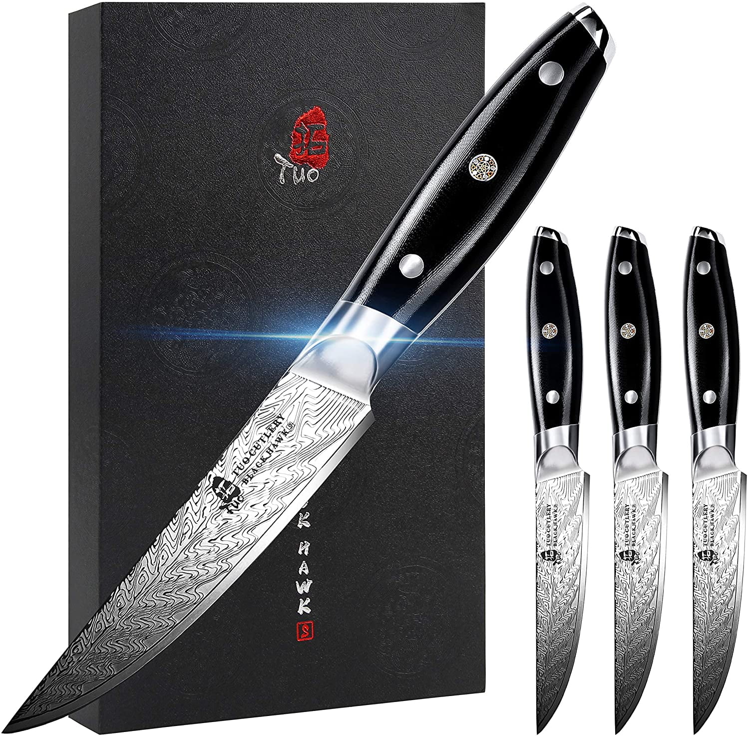 TUO Steak Knife - 5 inch Professional Kitchen Steak Knife Set of 4 ...