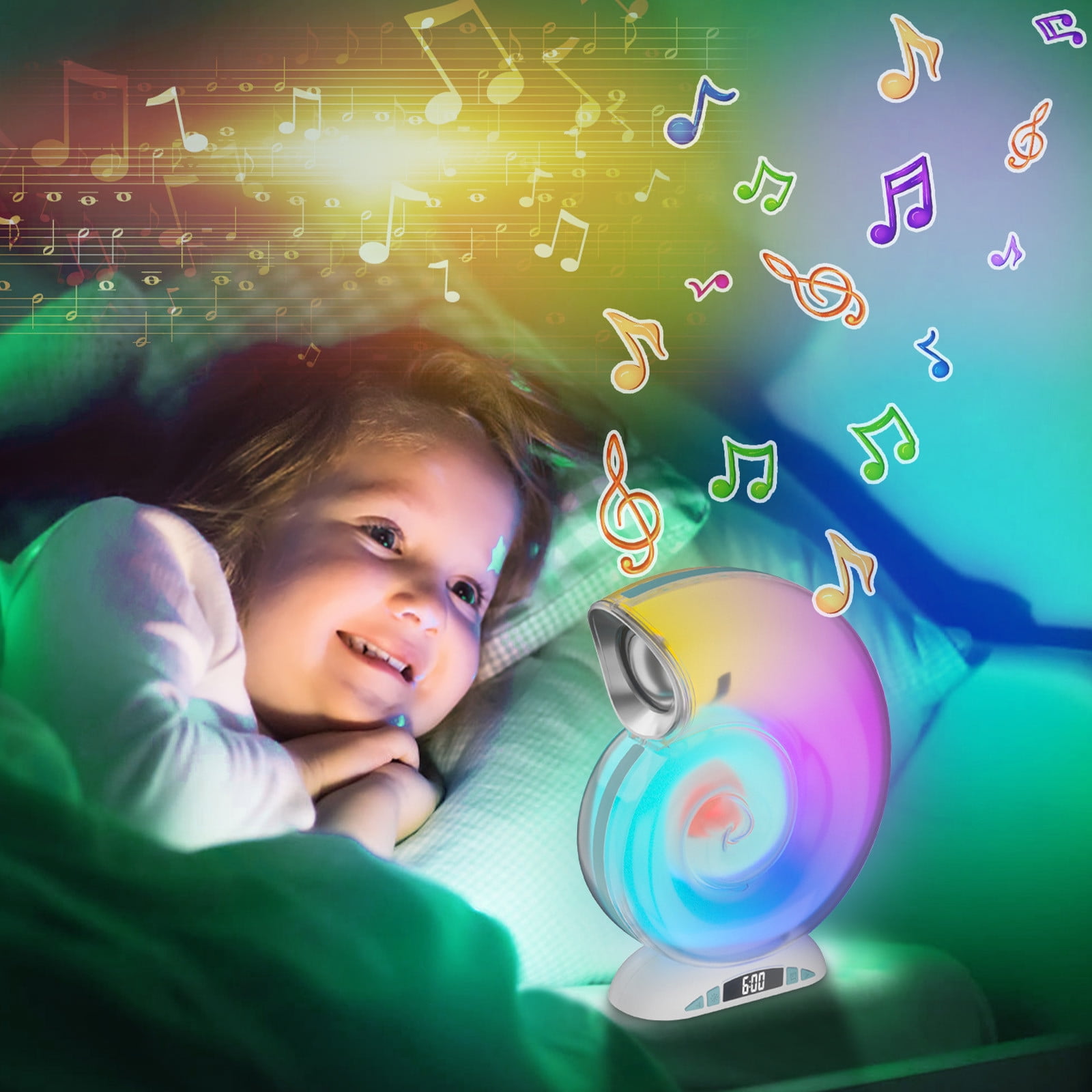 TUOBARR Alarm Clock Bluetooth Speaker Alarm Clock Wake Up Light RGB LED ...