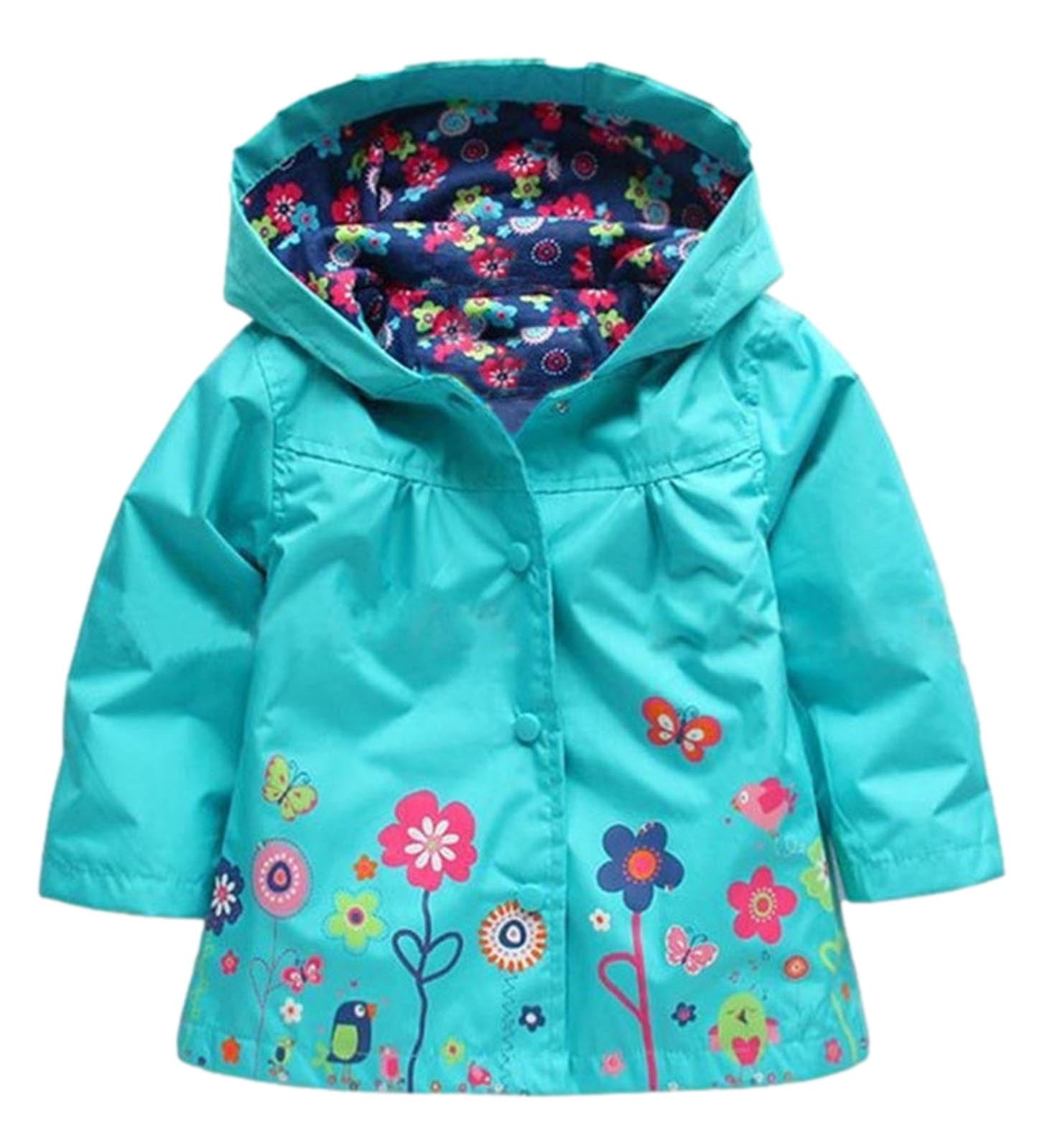 TUOBARR Girls Clothe Jacket Kids Raincoat Coat Hooded Outerwear ...