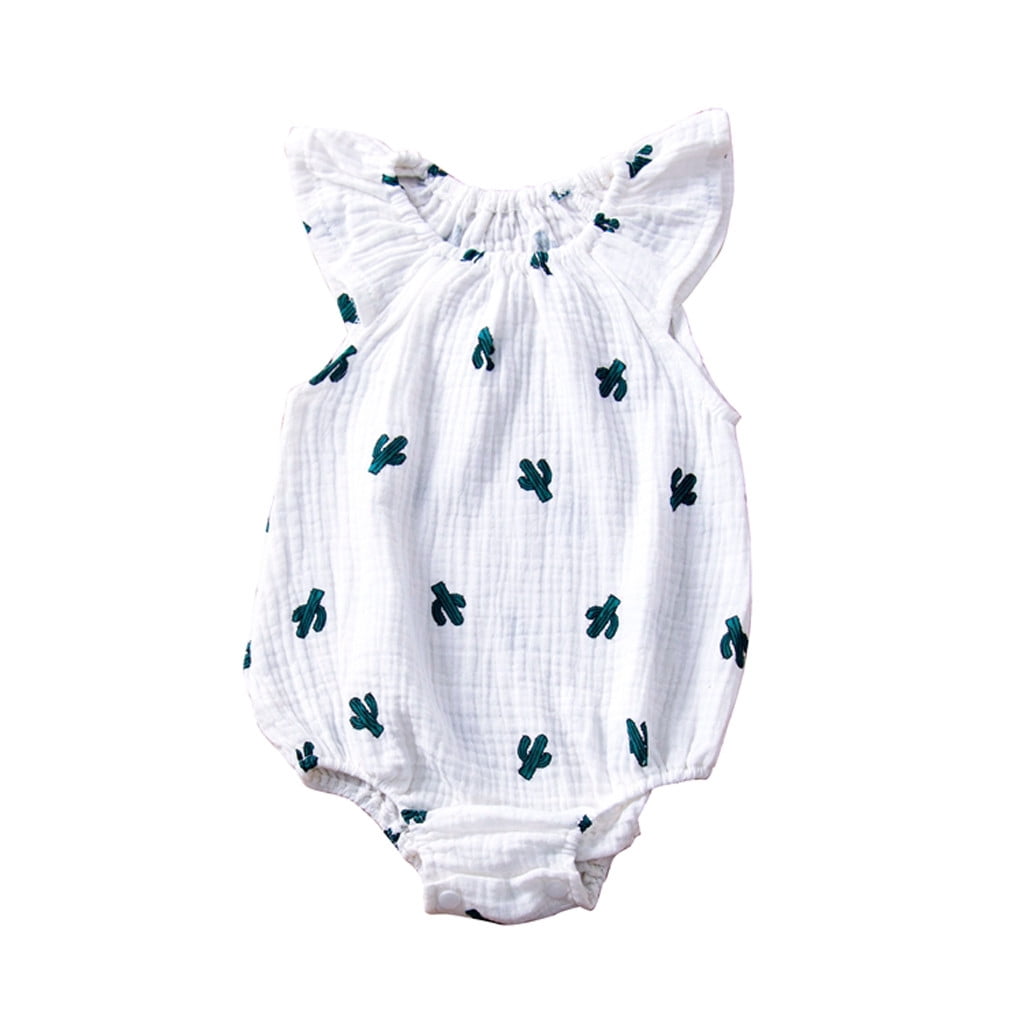 Tuobarr Newborn Baby Girls Fly Sleeve Bodysuit Romper, Soft Cotton ...