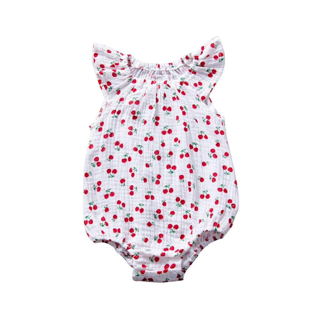 Tuobarr Infant Newborn Baby Girls Cotton Fly Sleeve Bodysuit Romper ...