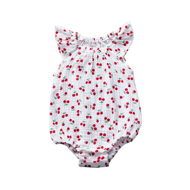 TUOBARR Infant Newborn Baby Girls Fly Sleeve Cartoon Bodysuit Romper ...
