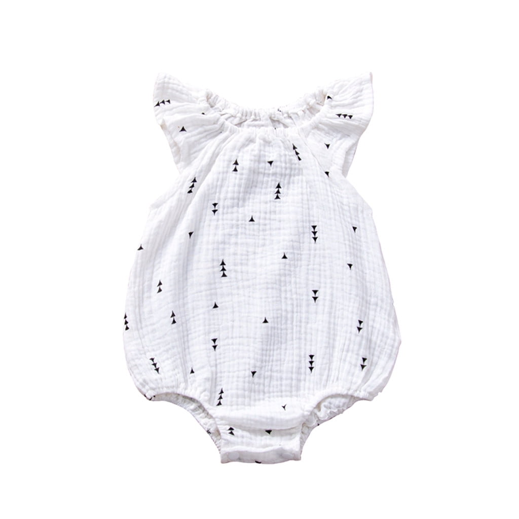 TUOBARR Infant Newborn Baby Girls Fly Sleeve Cartoon Bodysuit Romper ...