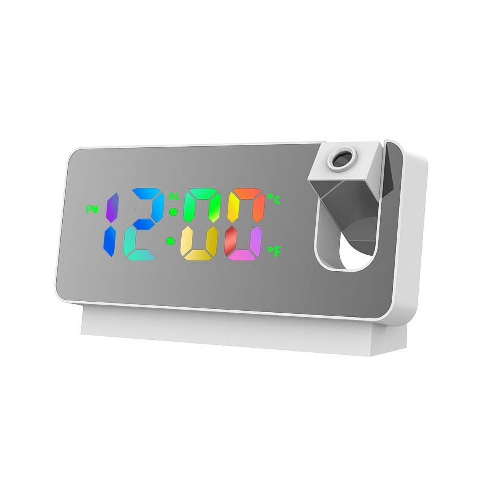 TUOBARR Mirror Projection Clock LED rge Screen Dispy Mute Electronic ...