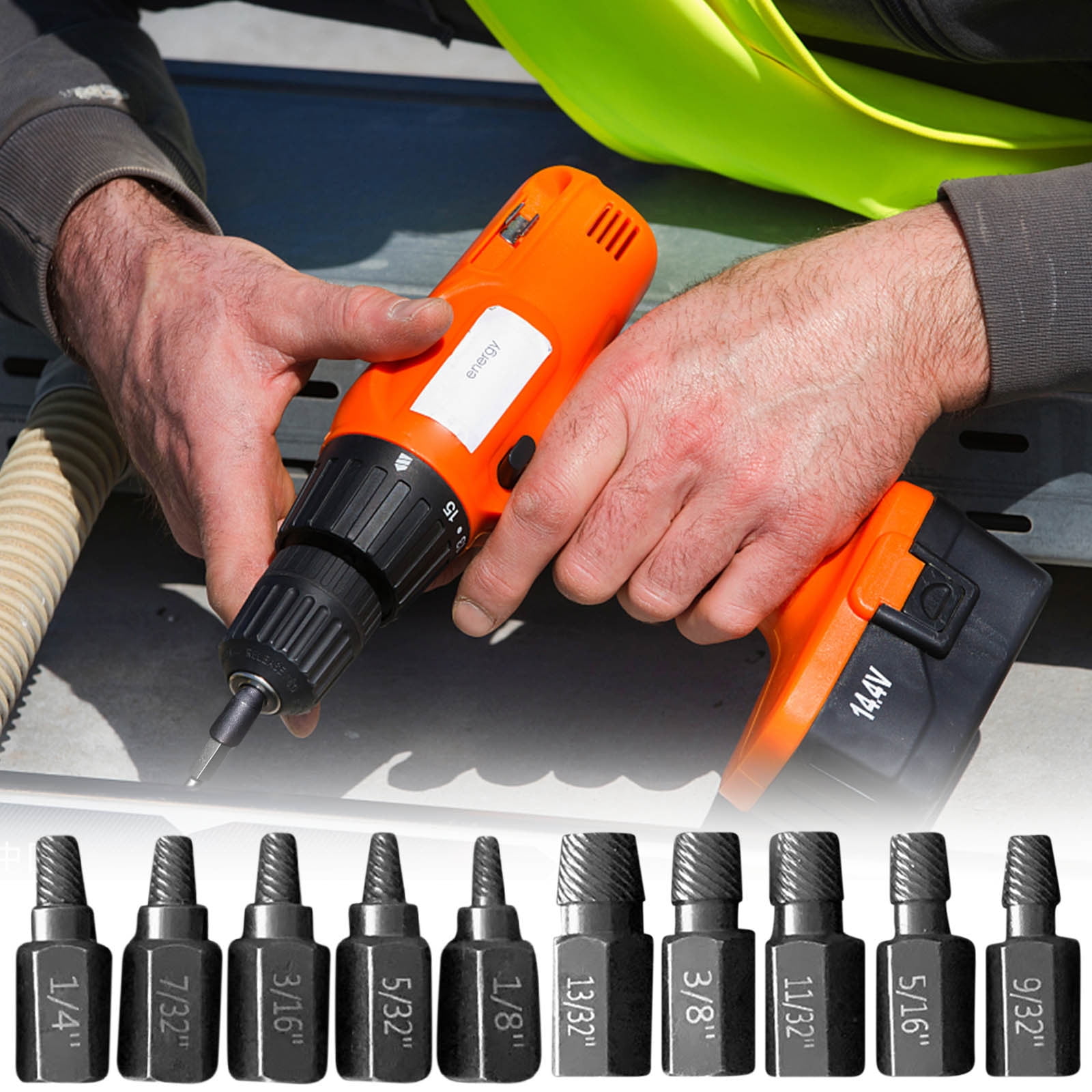 TUOBARR Screw Extractor Set, 10 Piece 3.2 10.3mm Heavy Duty Hex Screw ...