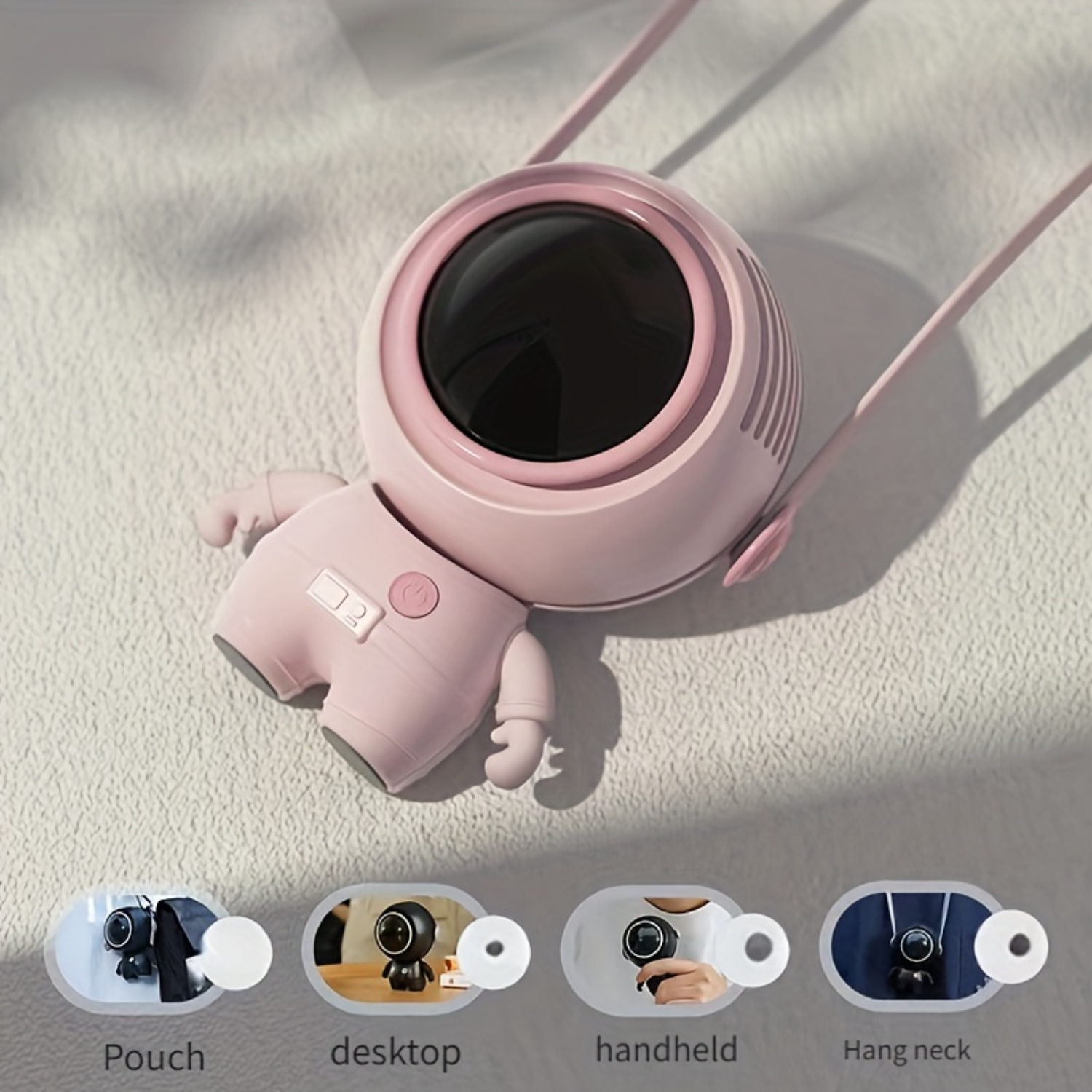 TUOBKE Portable Astronaut Neck Fan Mini Handheld USB Rechargeable Quiet ...