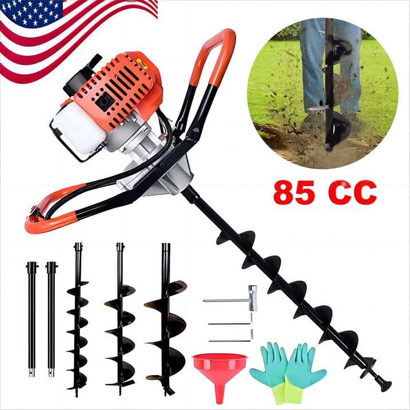 TUOKE 85cc 3000W Gas Powered Post Hole Digger with 3 Auger Drill Bits ...