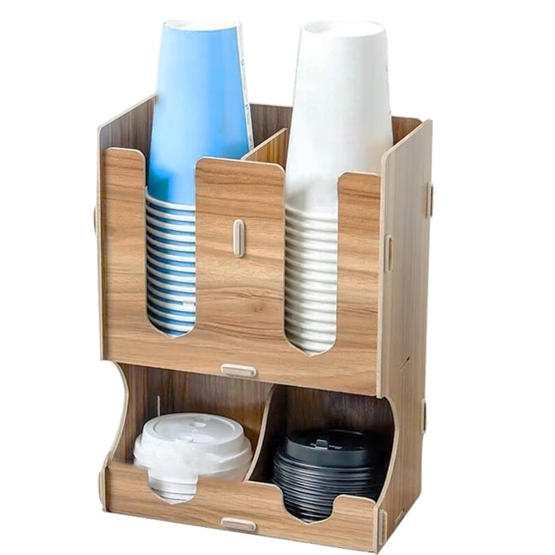 TUOOWO 4 Compartment Upright Breakroom Coffee Condiment and Cup Storage ...