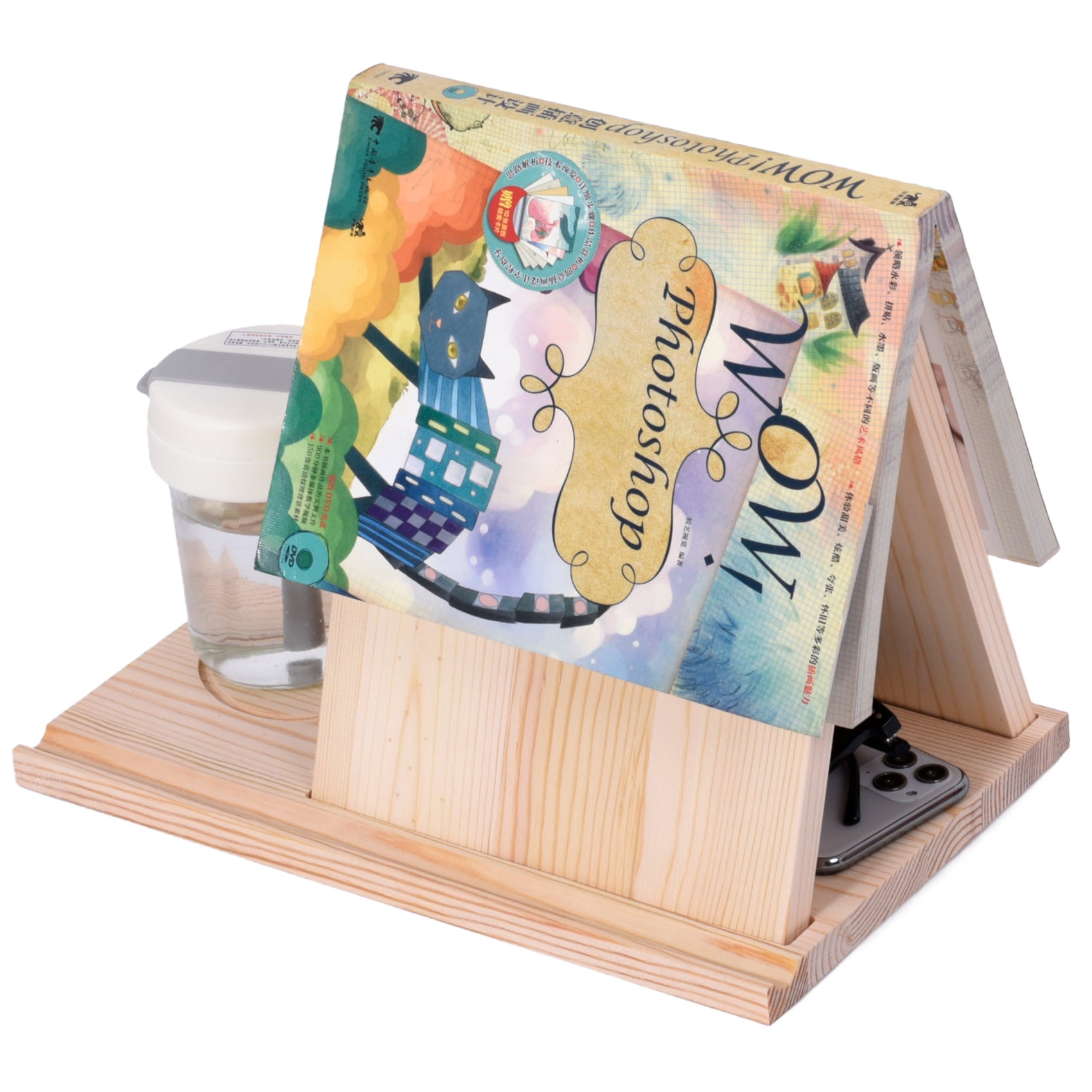 TUOOWO Rustic Triangle Book Stand, Wood Reading Valet, Book Rest Stand ...