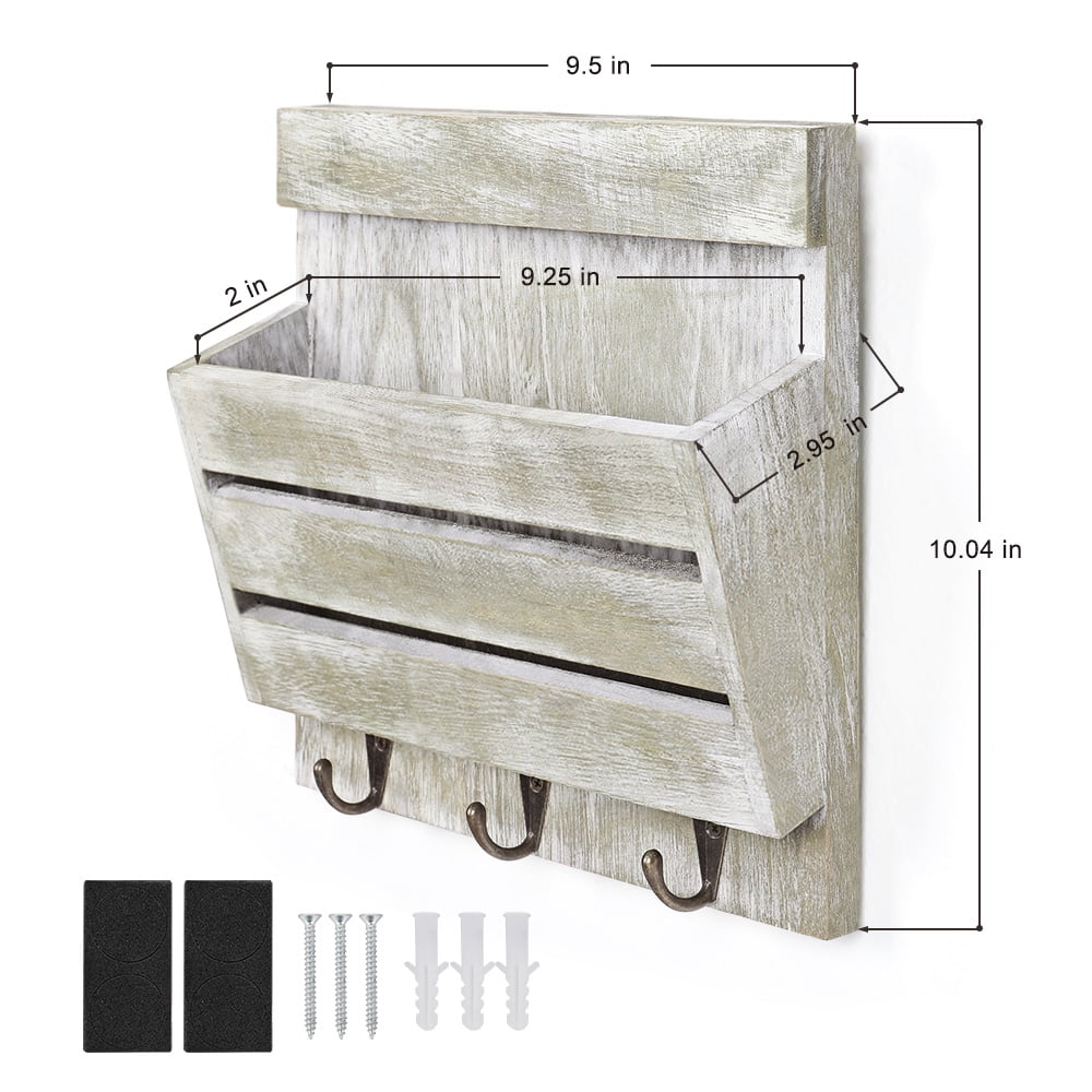 TUOREN Mail Sorter Wall Mount Paulownia Wood 1-Tier File Organizer with ...