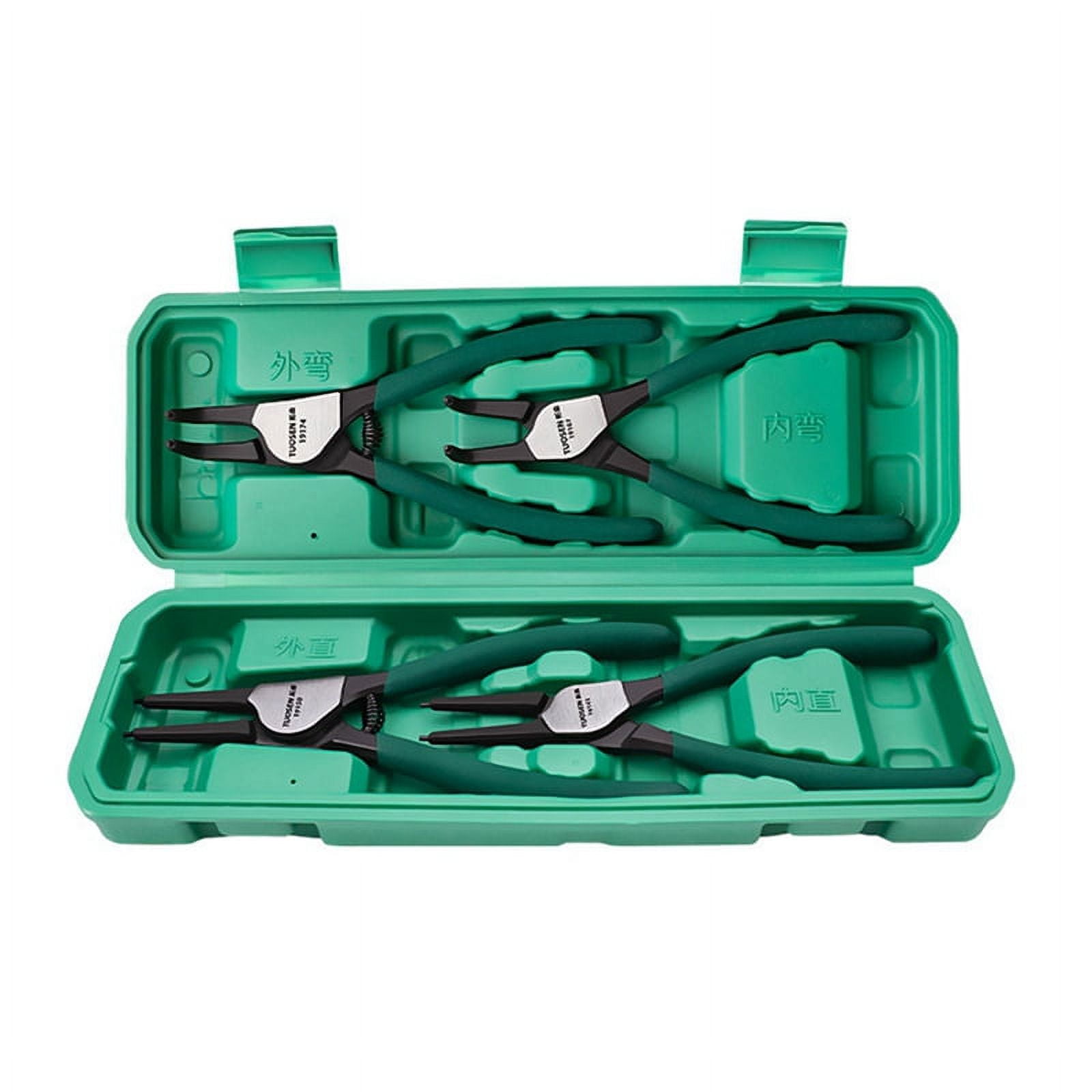TUOSEN 4Pcs Circlip Pliers Set 7Inch Long Nose Plier Staight Bent Inner ...