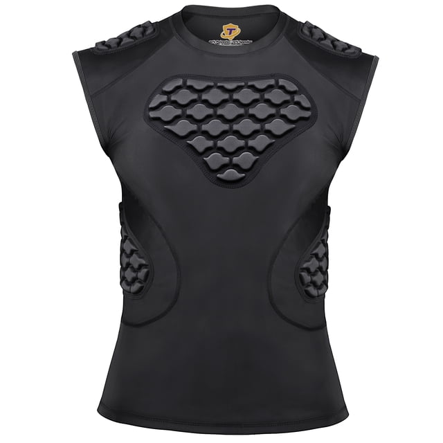 Men Padded Chest Rib Protector Vest 4-Pads Compression Shirt Football ...