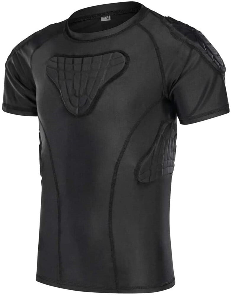 TUOY Youth Padded Compression Shirt, Chest and Rib Protector, Black ...