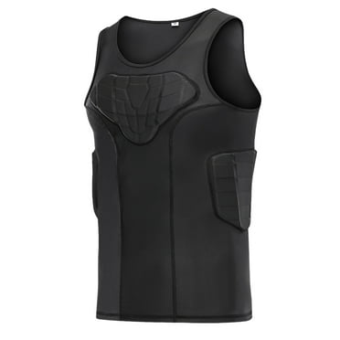 Padded Compression Shirt Long Sleeve Protective Top Rib Chest Protector ...