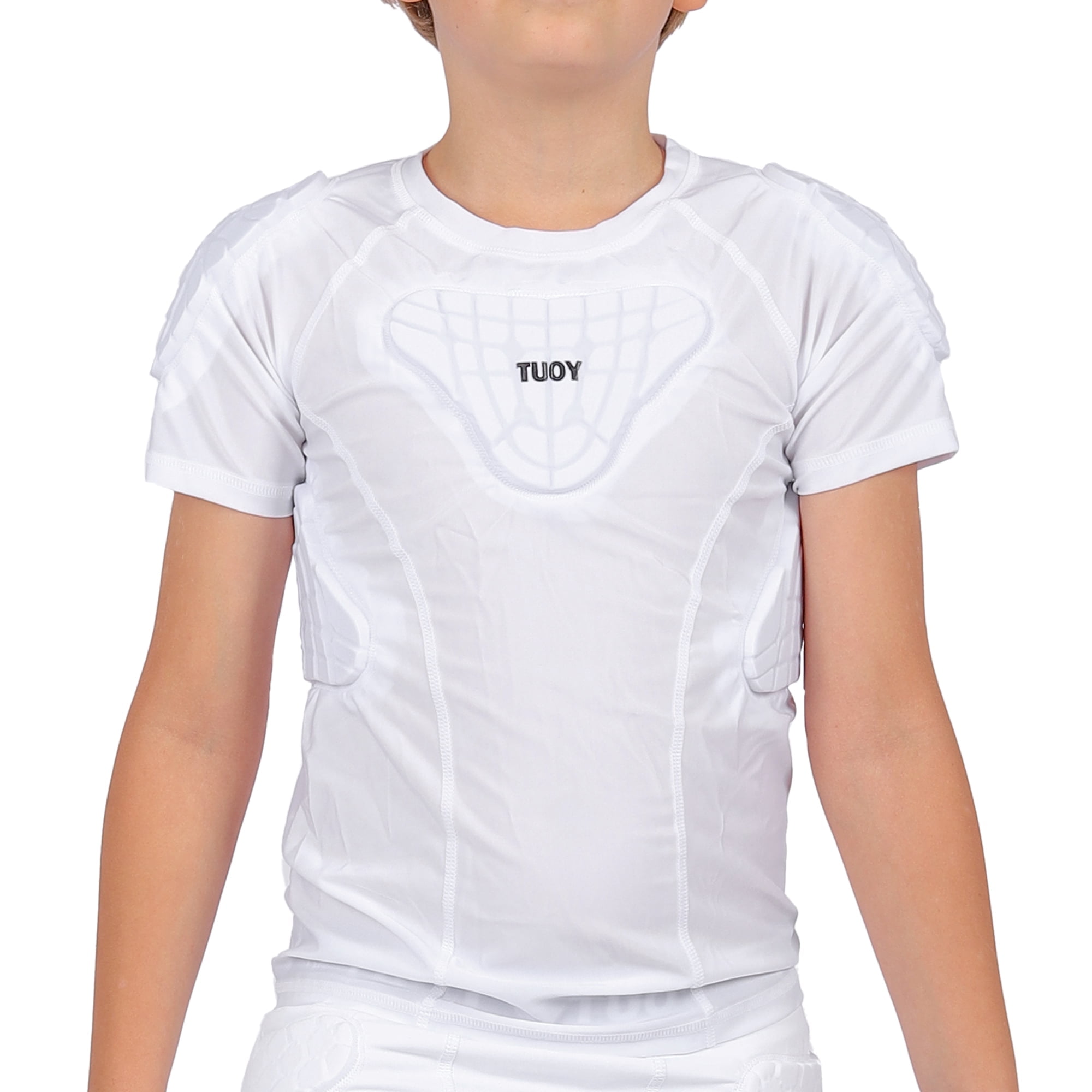 TUOYR Youth Boys Padded Compression Shirts Football Chest Rib ...