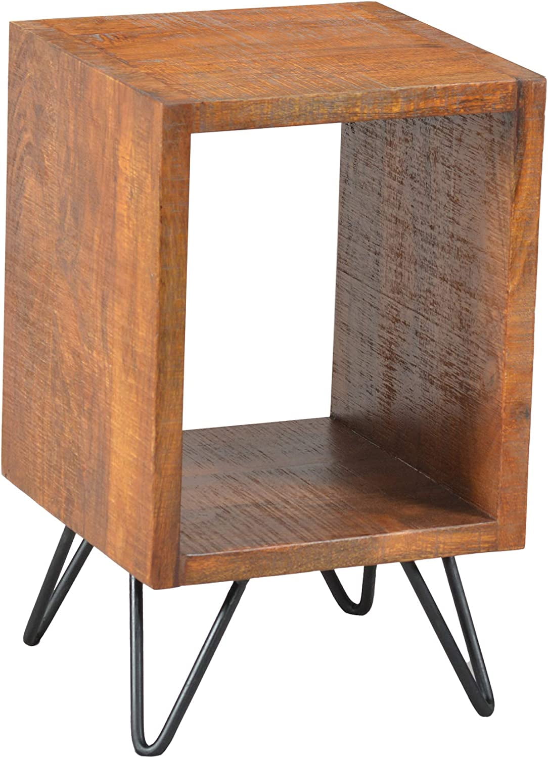TUP THE URBAN PORT 22 Inch Textured Cube Shape Wooden Nightstand with ...