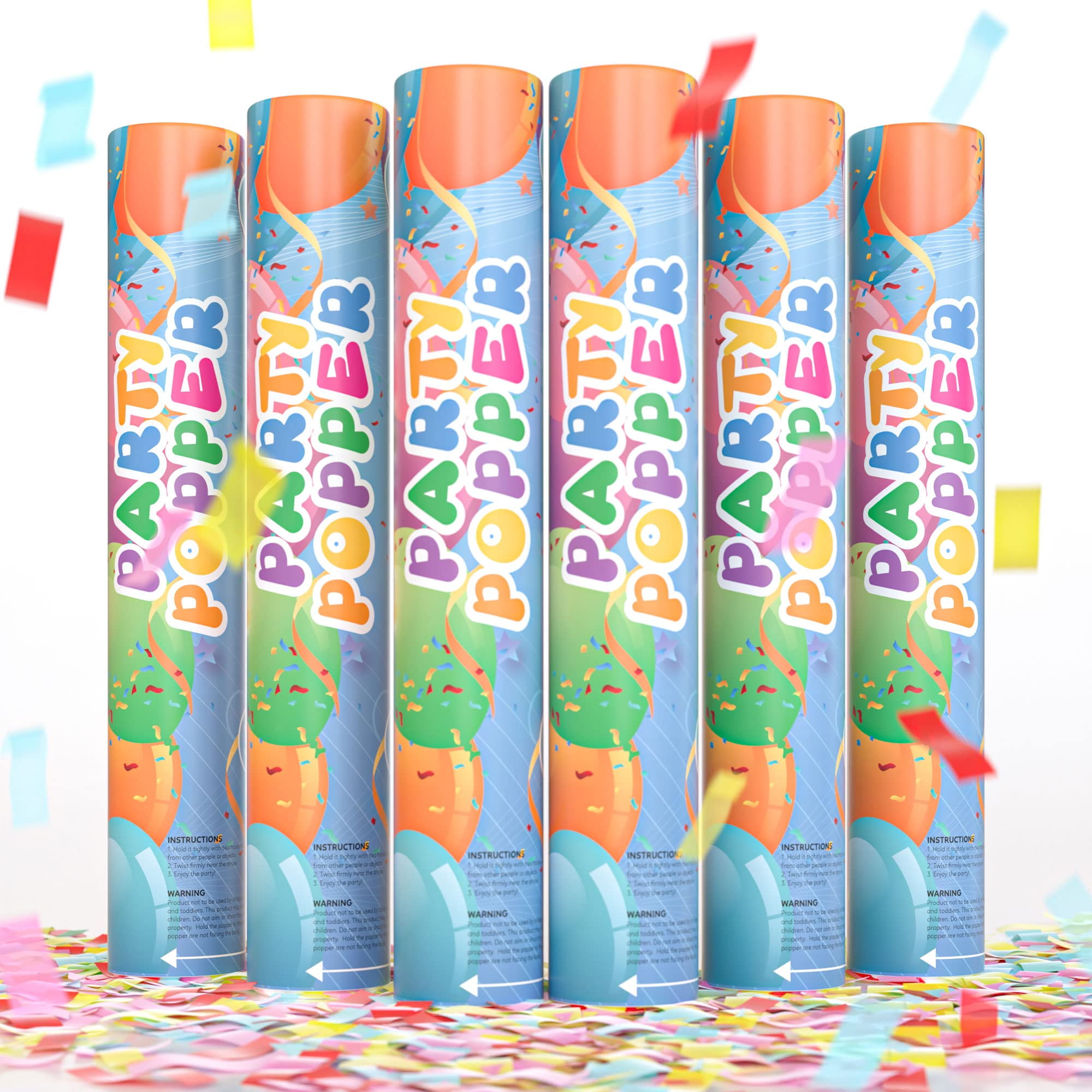 TUR Party Supplies Confetti Cannon Party Poppers (12 Inch) in Decorated ...