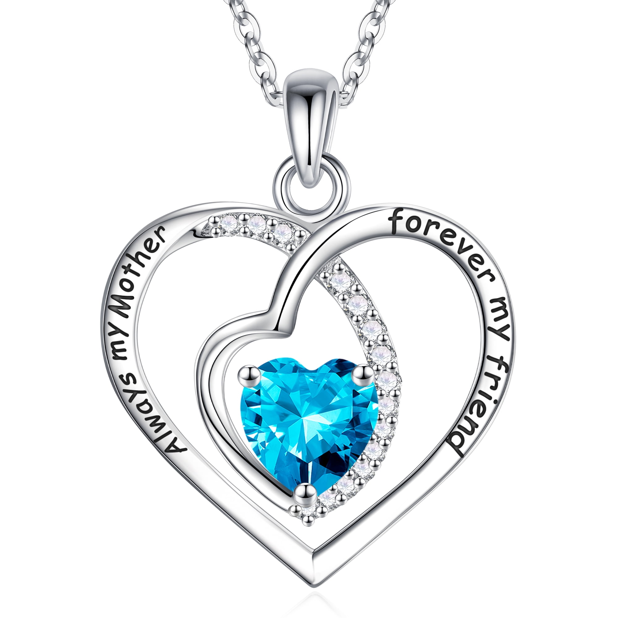 TURANDOSS Birthday Gifts for Mom Birthstone Necklace 925 Sterling ...