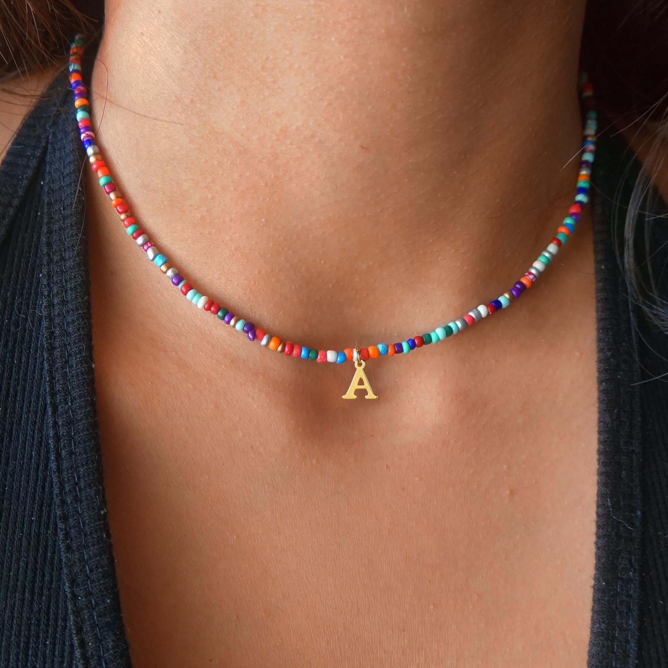 IEFSHINY Colorful Beaded Initial Necklaces for Women, Handmade Beads ...