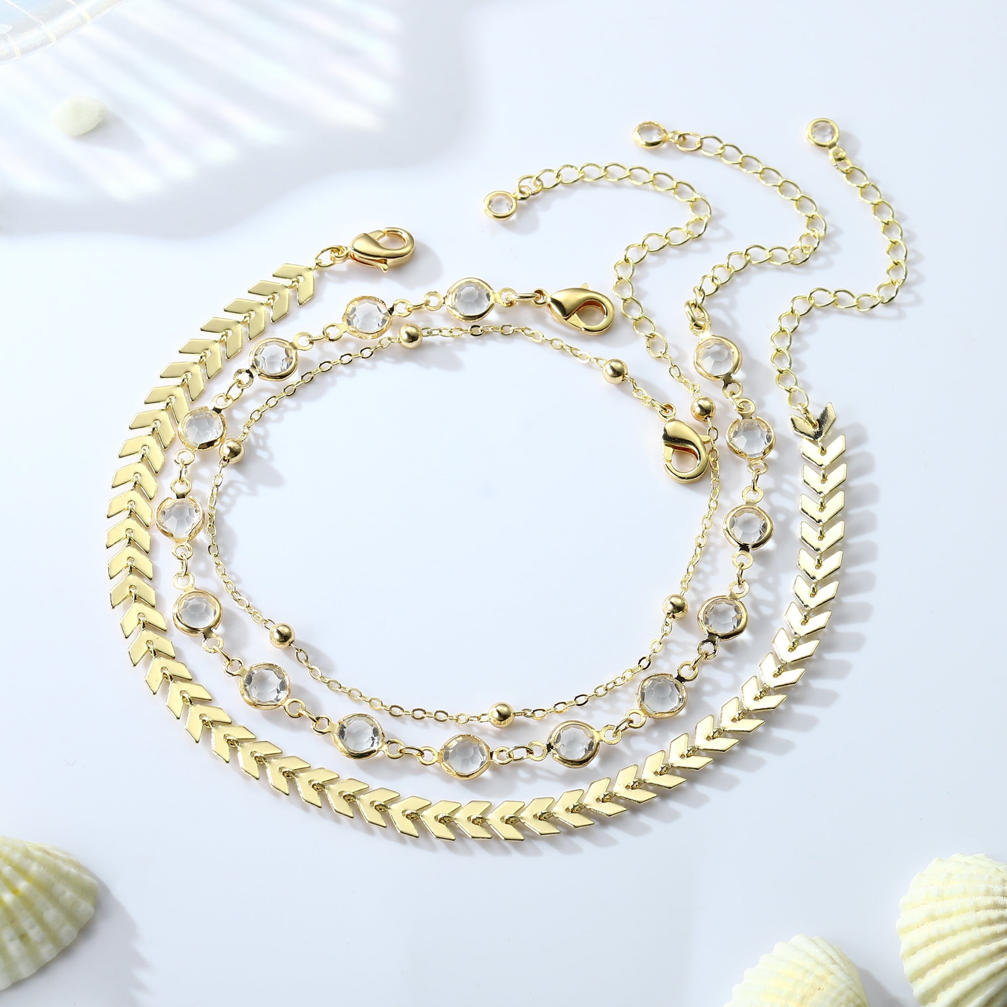 TURANDOSS Dainty Gold Ankle Bracelets for Women, 14K Gold Filled ...