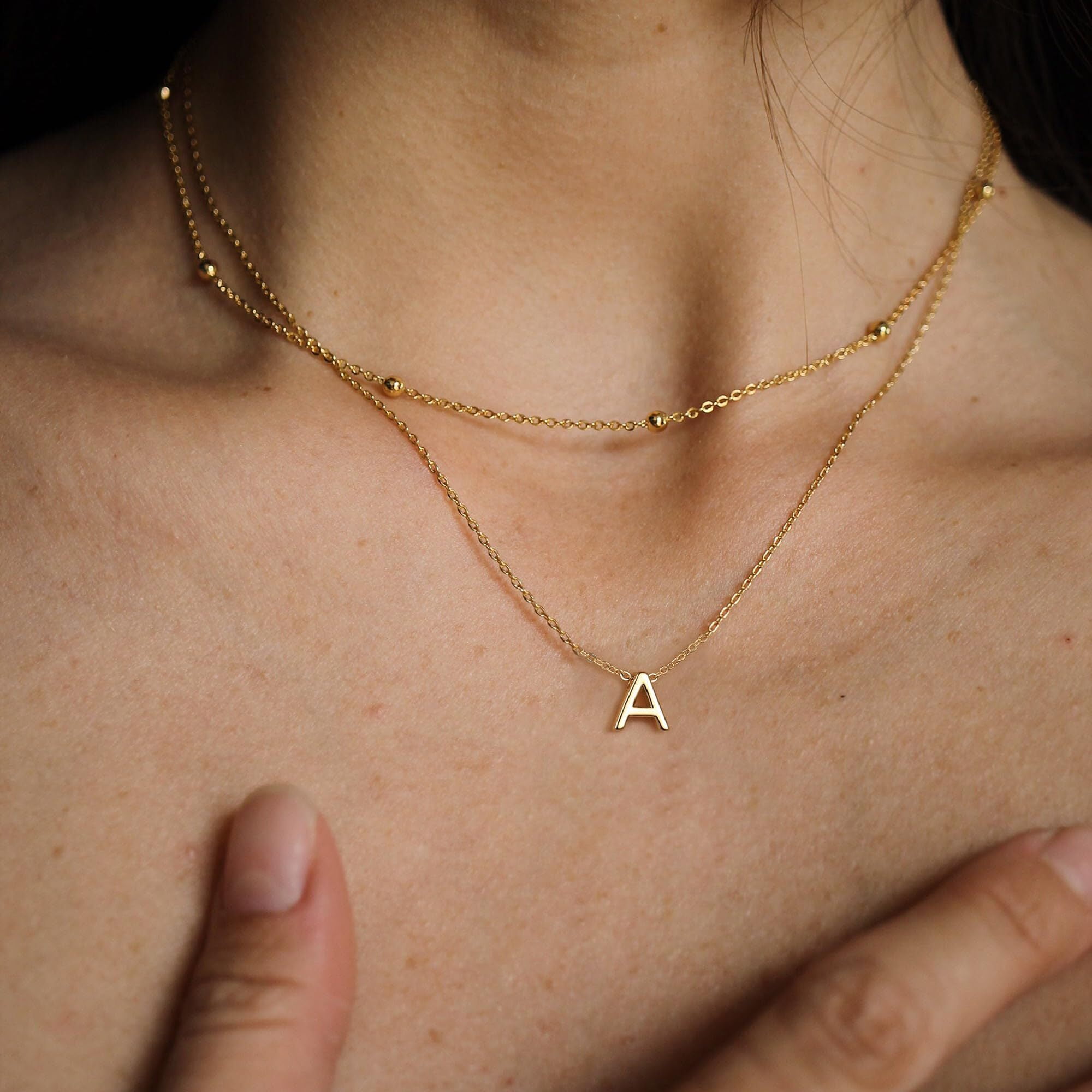 TURANDOSS Dainty Initial Necklaces for Women, 14K Gold Plated Letter A ...