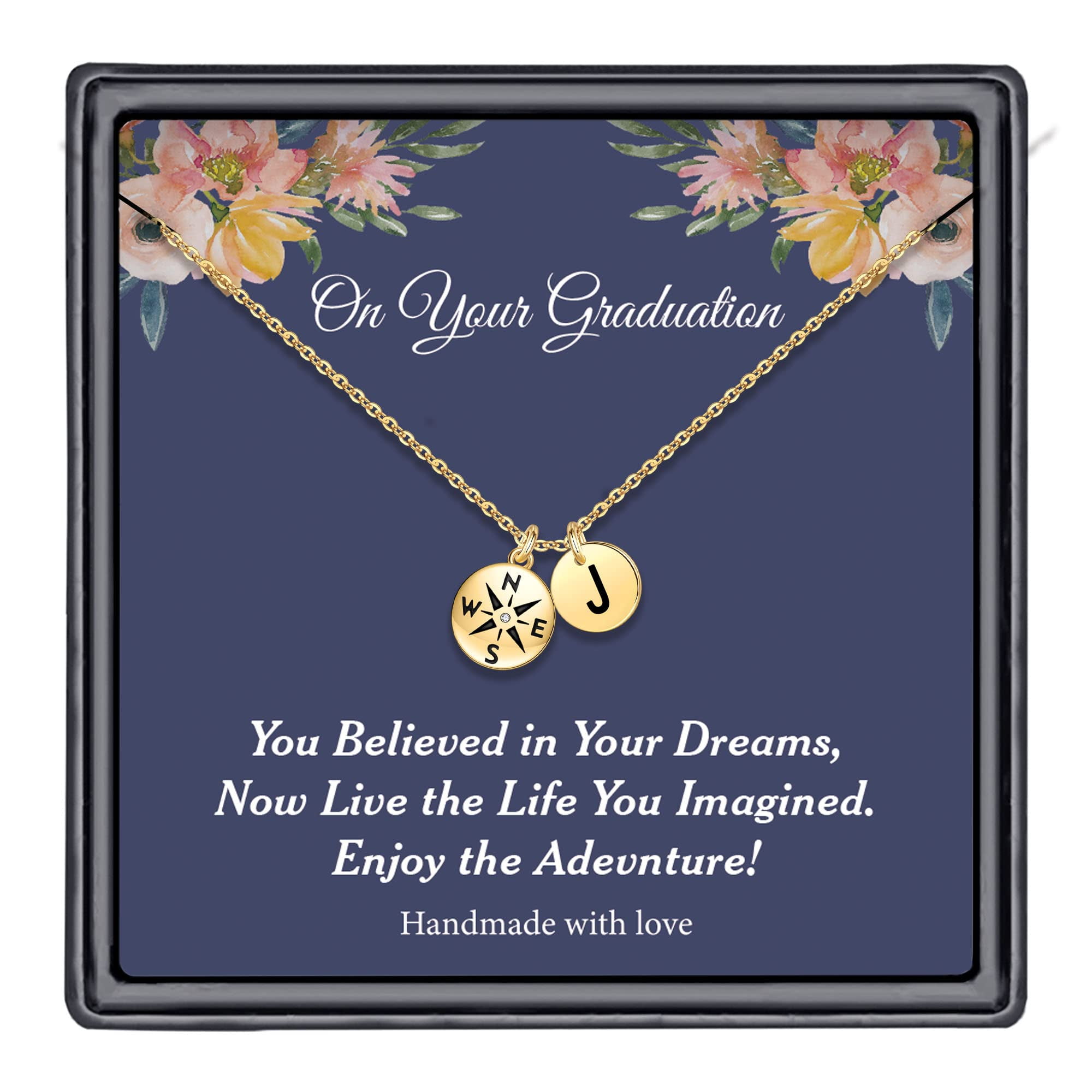 TURANDOSS Graduation Gifts for Her 2024, 14K Gold Plated Compass ...