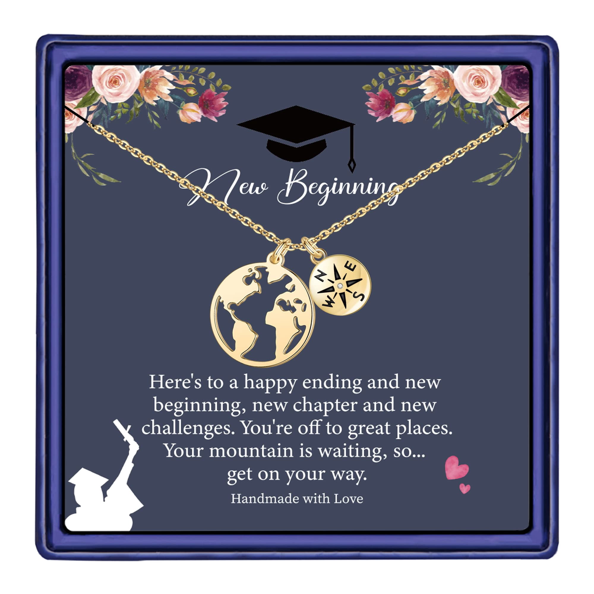 TURANDOSS Graduation Gifts for Her 2024, 14K Gold Plated Earth World ...