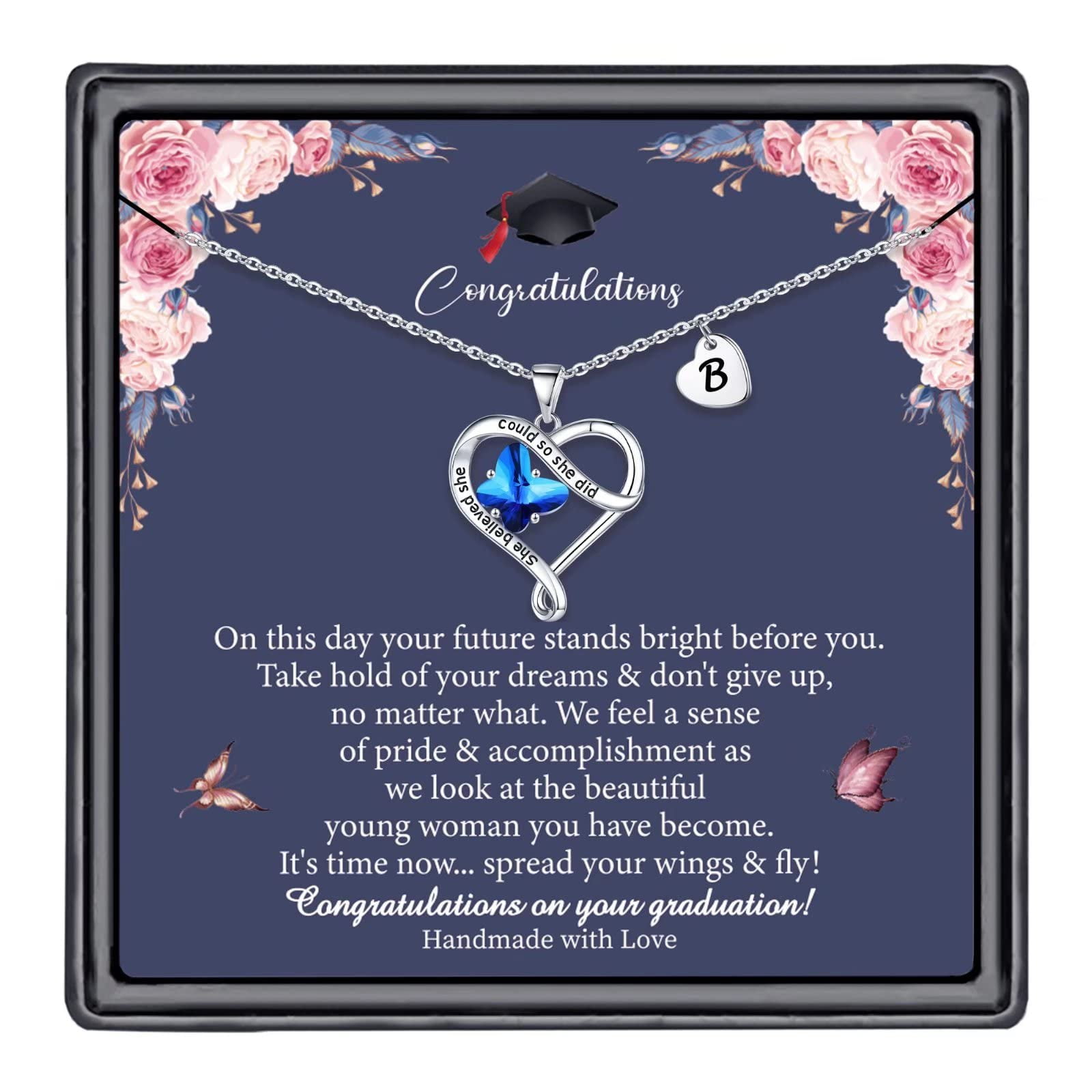 TURANDOSS Graduation Gifts for Her 2024, 14K White Gold Plated Heart ...