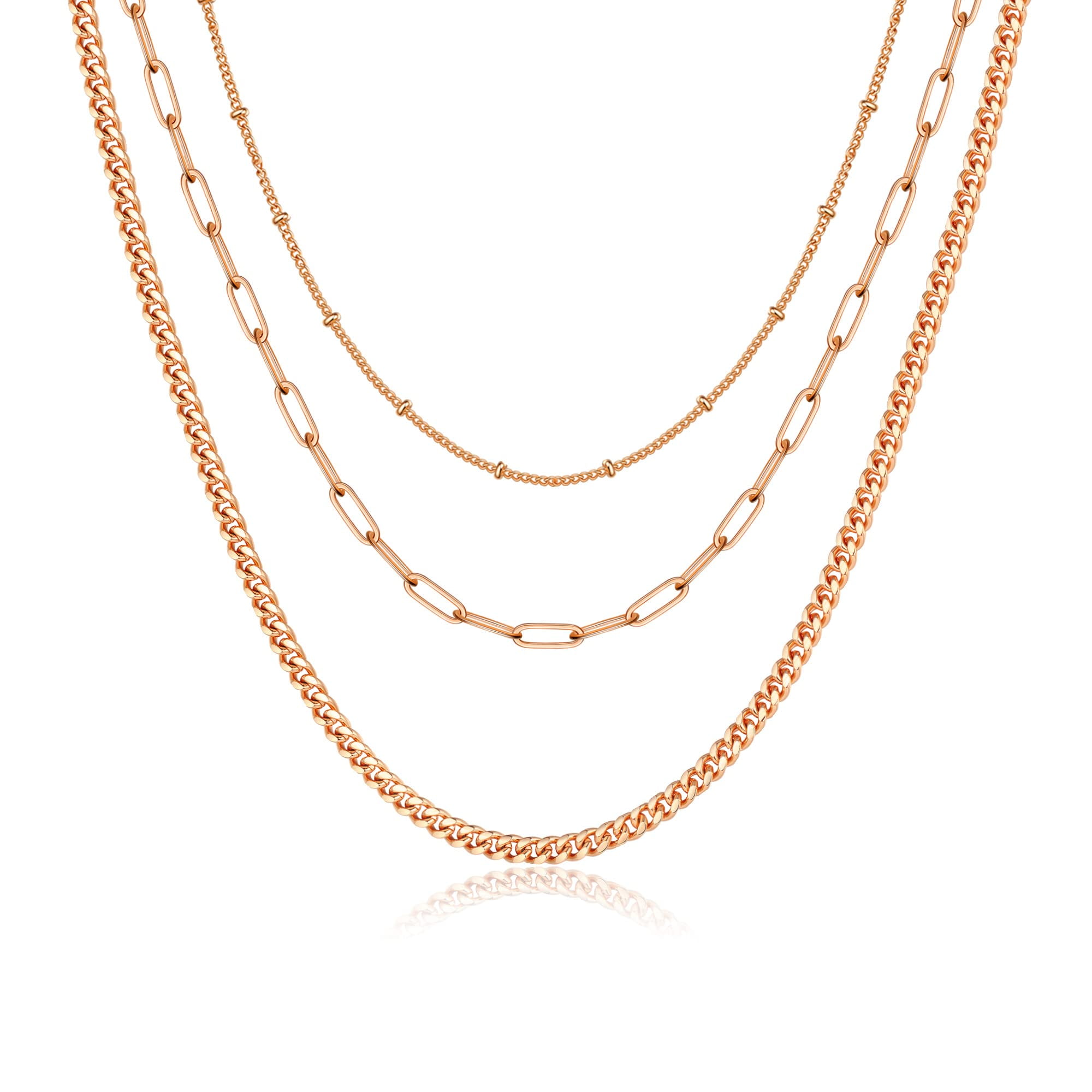 TURANDOSS Layered Chain Necklaces for Women 14K Gold Plated Dainty ...