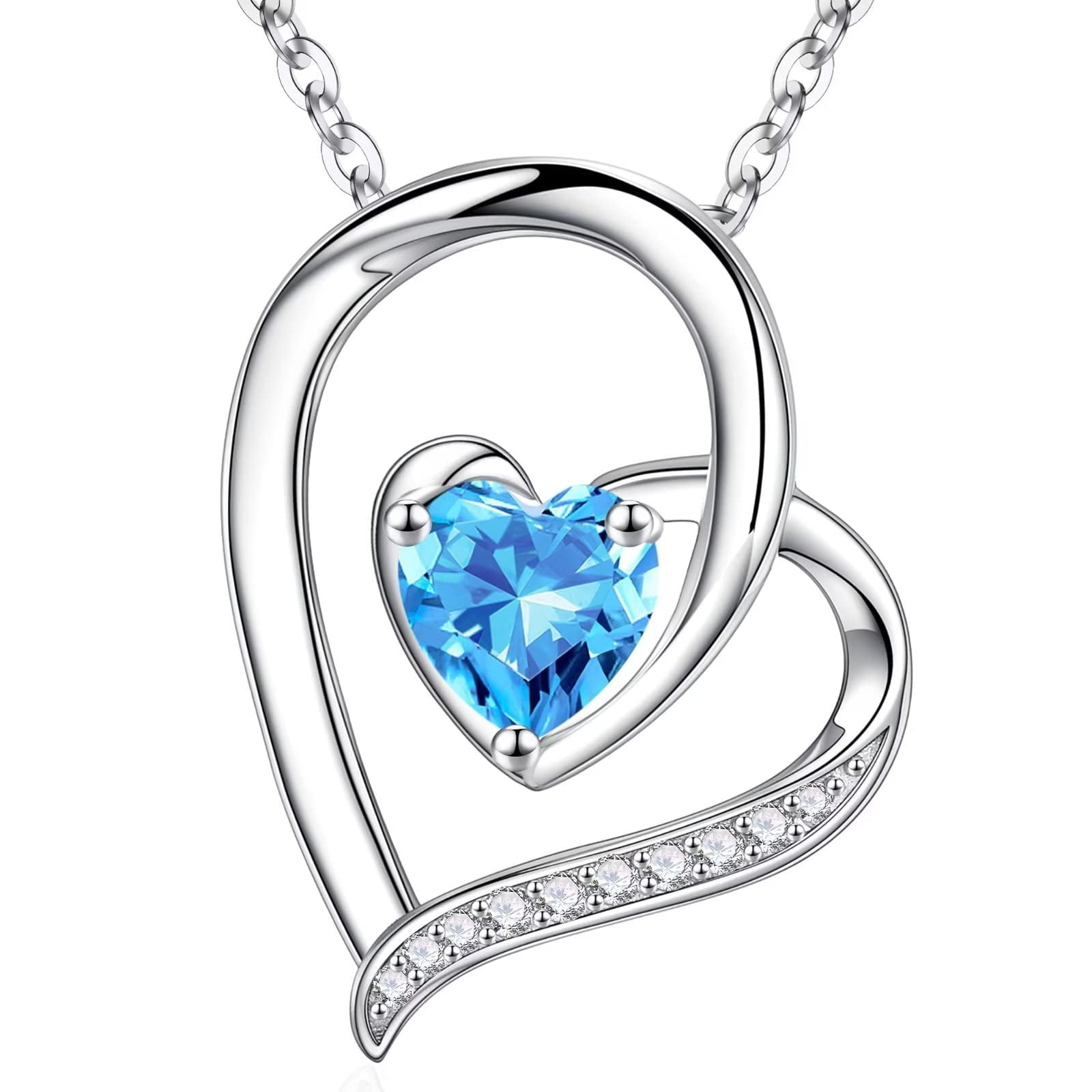 TURANDOSS Love Heart Necklaces Gifts for Women 925 Sterling Silver ...