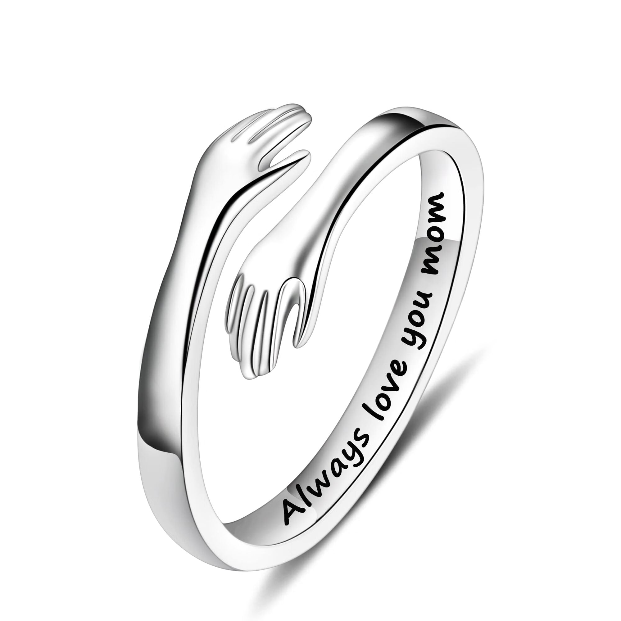 TURANDOSS S925 Sterling Silver Adjustable Hug Ring for Women, Mothers ...