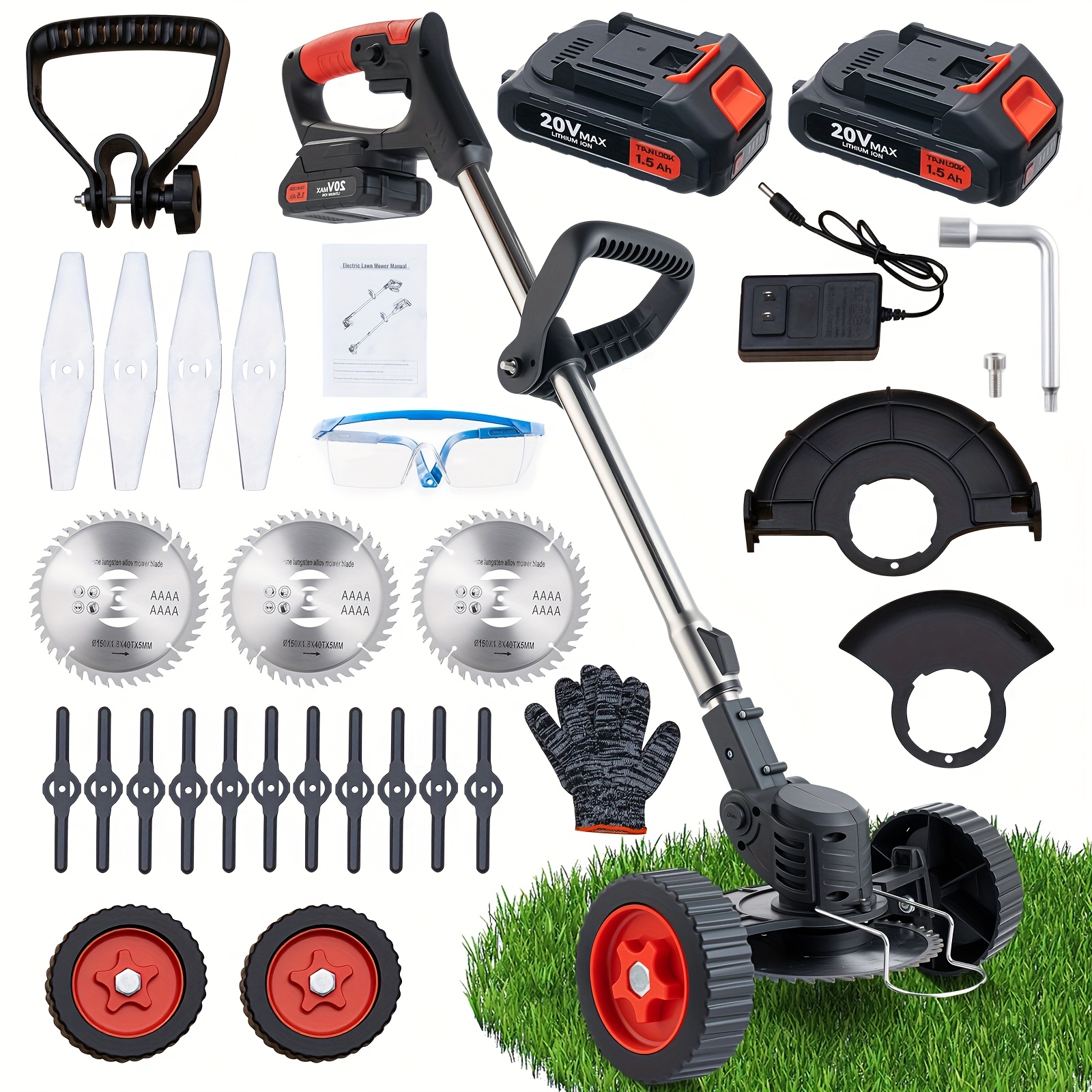 TURBO 20V Cordless Electric Lawn Mower - 4LBS Lightweight, Rechargeable ...