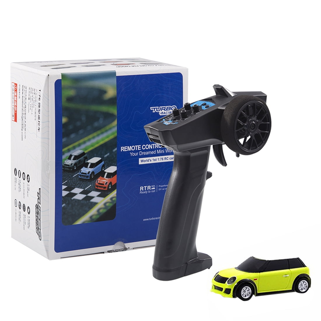 TURBO RACING Mini RC Racing Car, 1:76 Full Proportional 2.4GHz Remote ...