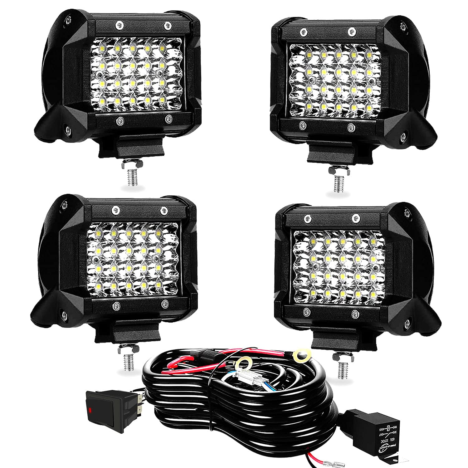 TURBO SII - 4 MMF7 Inch LED Pod Lights Quad Row 144W Spot Beam LED ...