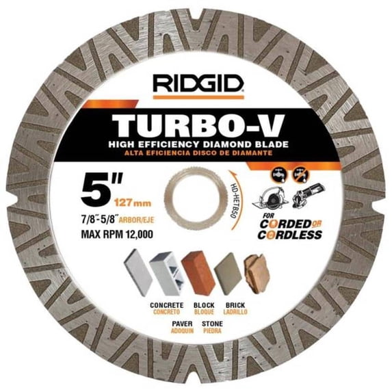 TURBO-V 5 in. Turbo Rim Diamond Blade for Masonry High Efficiency ...