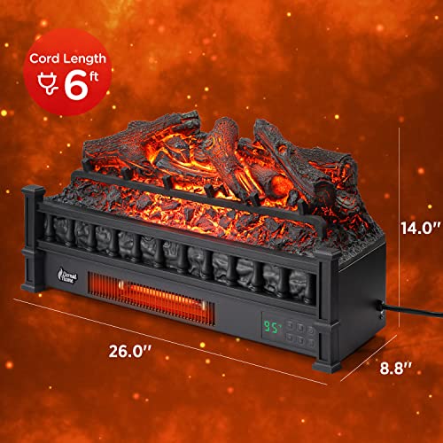 TURBRO Eternal Flame 26-Inch Infrared Quartz Electric Fireplace Log ...