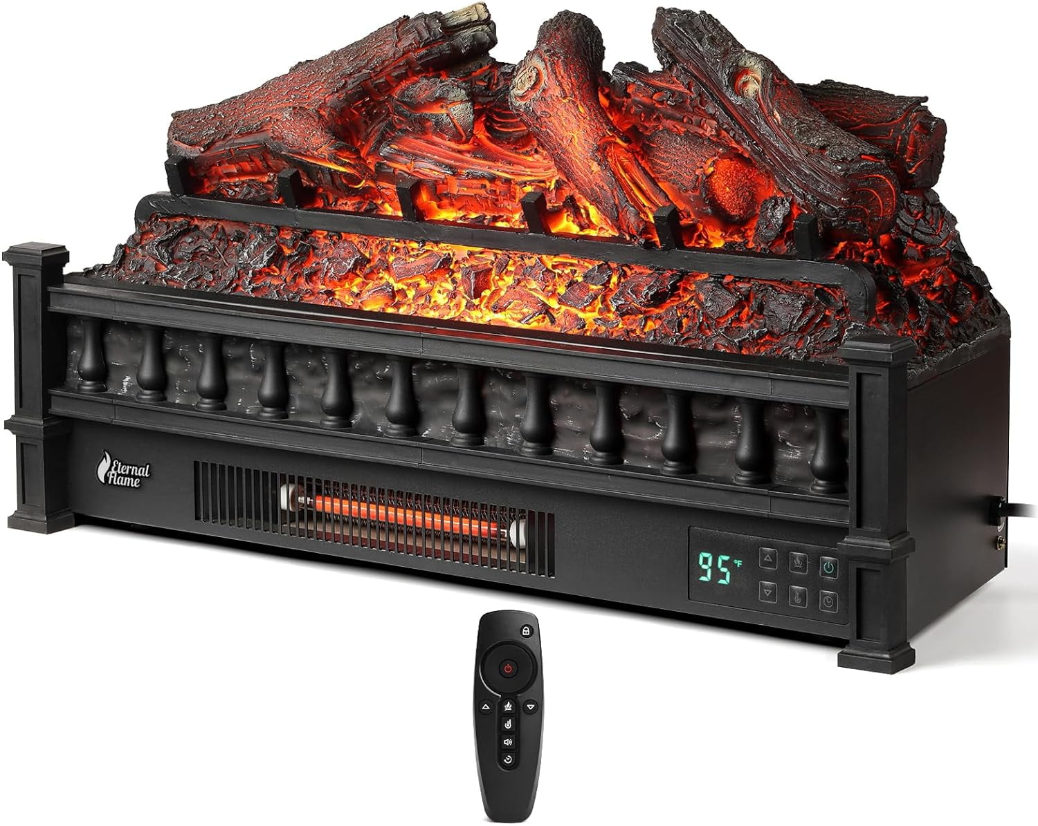 TURBRO Eternal Flame 26-Inch Infrared Quartz Electric Fireplace Log ...