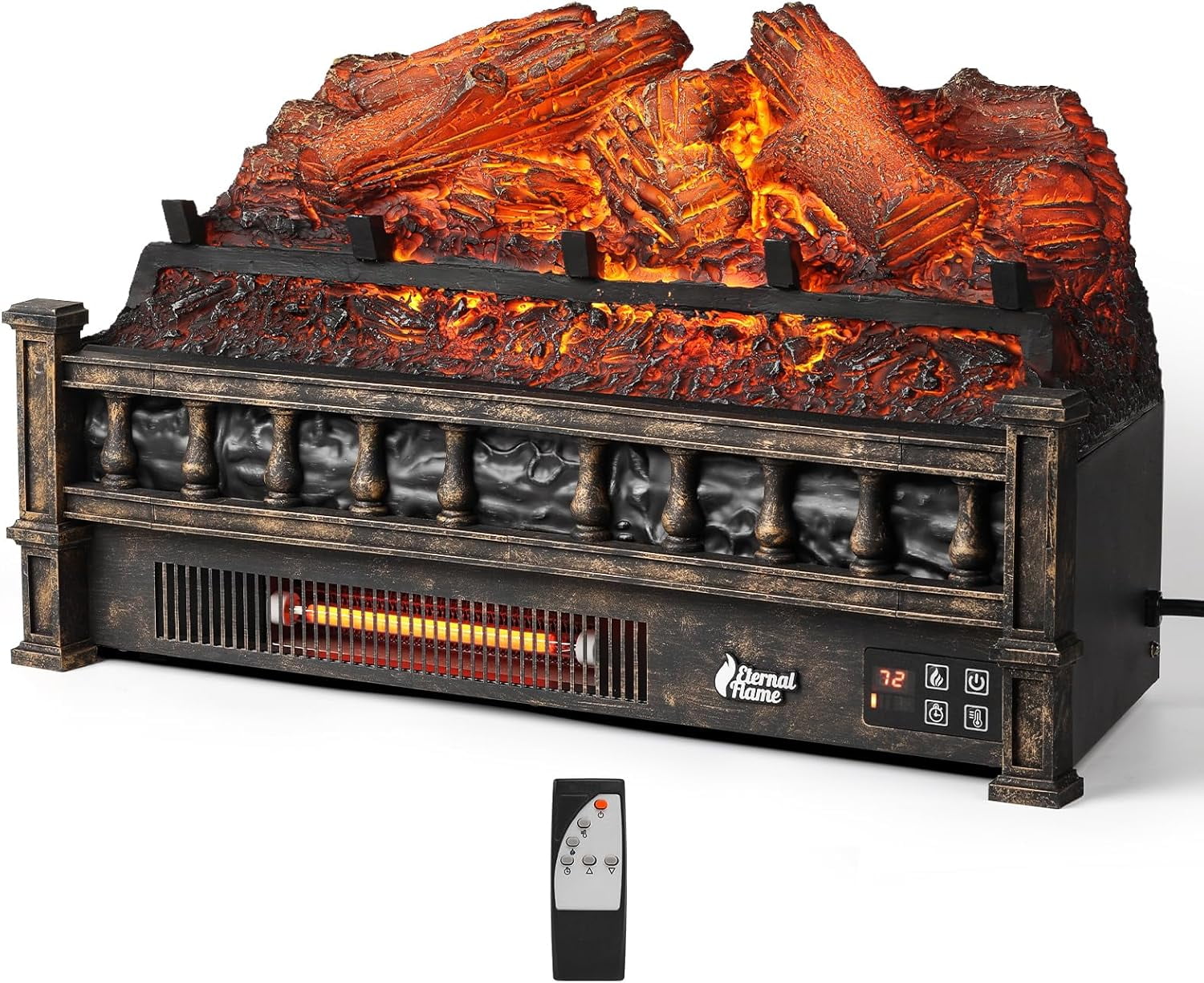 TURBRO Eternal Flame Infrared Electric Fireplace Logs, 23" Infrared ...