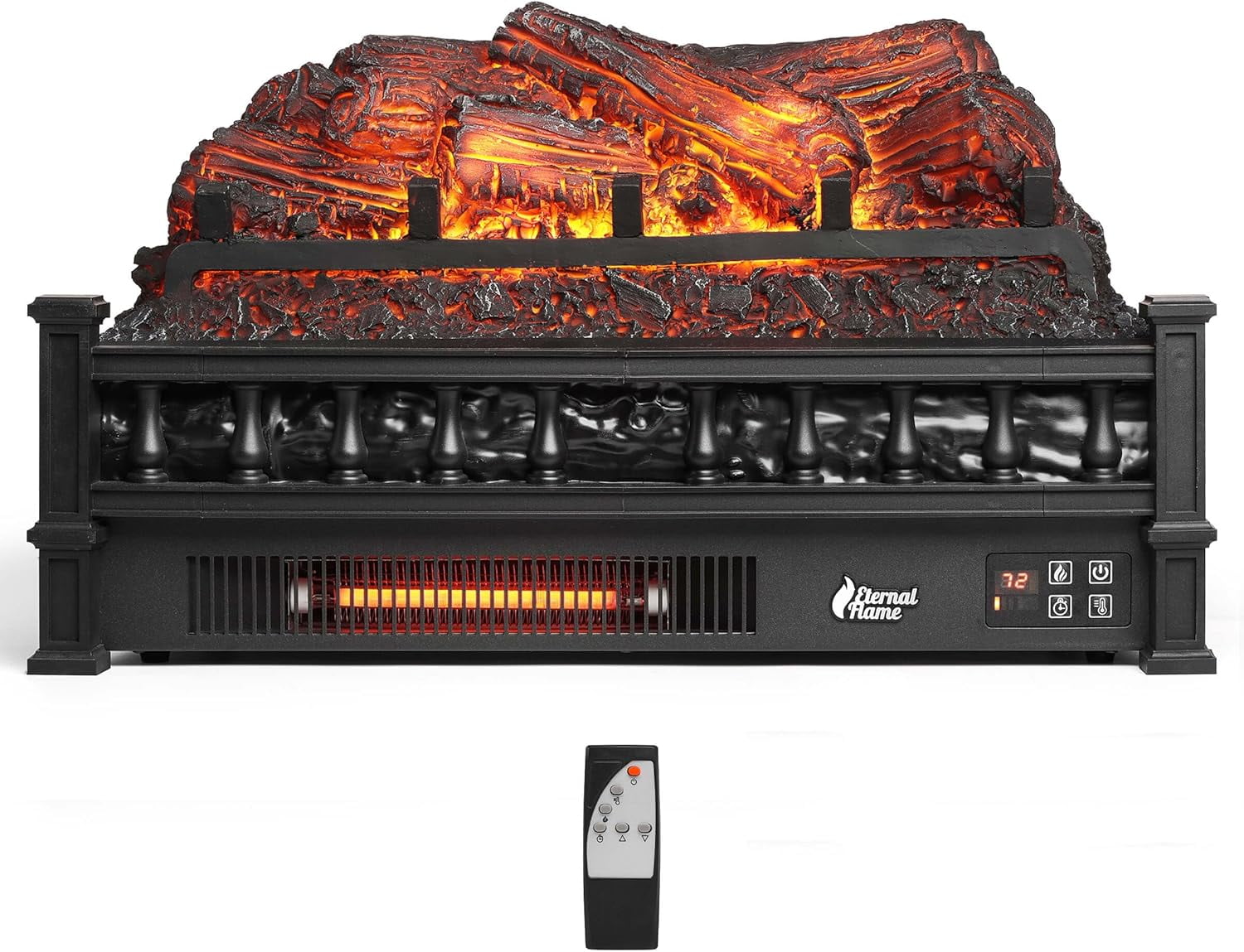 TURBRO Eternal Flame Infrared Electric Fireplace Logs, 23" Infrared ...