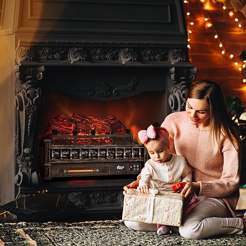TURBRO Eternal Flame Infrared Electric Fireplace Logs, 23" Infrared ...